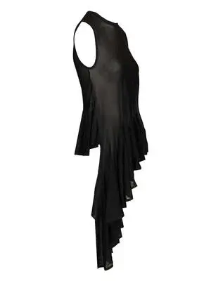 Alaïa Asymmetrical Viscose Knit Top With Godet - Black