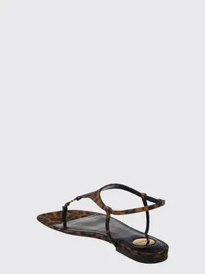 Saint Laurent Cassandra Animal Print Viscose Sandals - Black