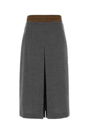 Prada Dark Grey Wool Skirt - Gray