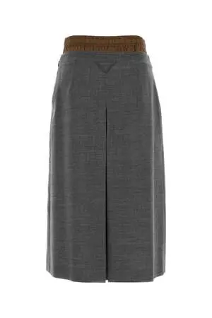 Prada Dark Grey Wool Skirt - Gray