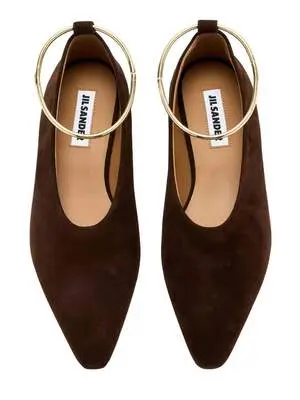 JIL SANDER Suede Ring Ballet Flats - Brown