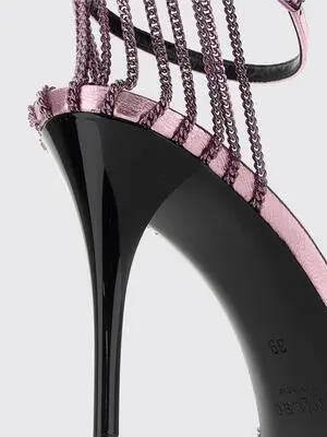 Saint Laurent Metallic Chain-detail Heeled Sandal - Gray