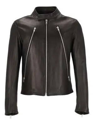 MAISON MARGIELA 5-zip Leather Jacket - Black