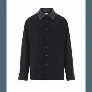 Bottega Veneta Shirt With Intrecciato Detail Collar - Black
