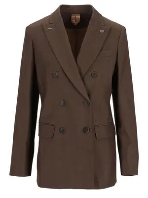 Max Mara Double-breasted Wool Gabardine Blazer - Brown
