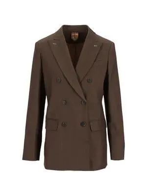 Max Mara Double-breasted Wool Gabardine Blazer - Brown