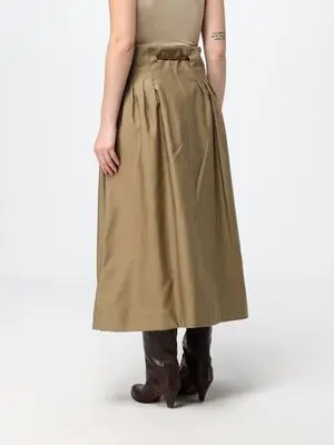 Max Mara A-line High-waisted Midi Cotton Skirt With Drawstring - Brown