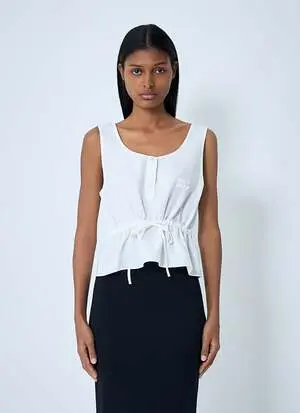 Miu Miu Logo Motif Drawstring Top - White