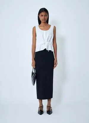 Miu Miu Logo Motif Drawstring Top - White