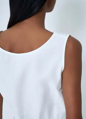 Miu Miu Logo Motif Drawstring Top - White
