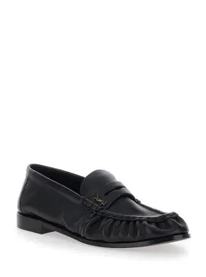 Saint Laurent Cassandre Detail Leather Loafers - Multicolor