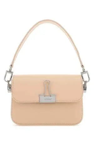 Off-White Off White Women Light Pink Leather Small Plain Binder Handbag Pink
