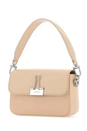 Off-White Light Leather Small Plain Binder Handbag - Pink