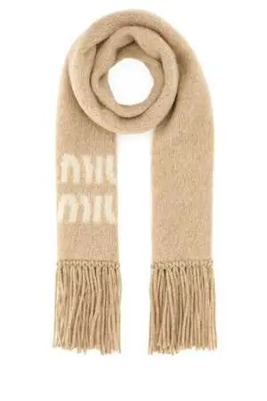 Miu Miu Beige Mohair Blend Scarf - Brown