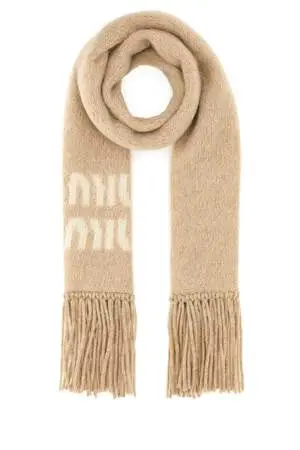 Miu Miu Miu Miu Women Beige Mohair Blend Scarf Brown