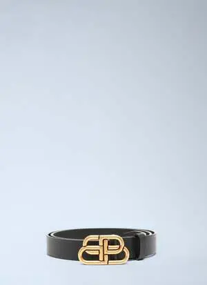 Balenciaga Bb Logo Belt - Black