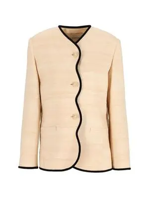 Valentino Garavani Silk Linen Blazer - White