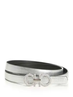 FERRAGAMO Adjustable Gancini Belt - Silver