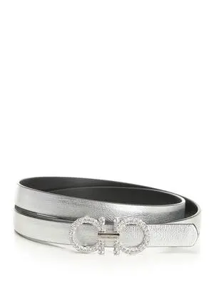 FERRAGAMO Adjustable Gancini Belt - Silver