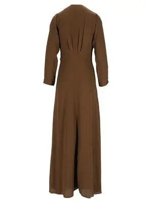 FORTE_FORTE Sculpture Buckle Silk-blend Dress - Brown