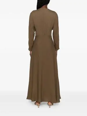 FORTE_FORTE Sculpture Buckle Silk-blend Dress - Brown