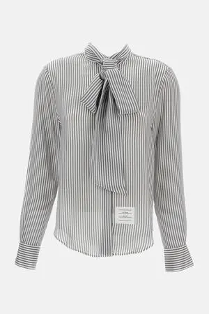 Thom Browne Striped Silk Detachable Collar Shirt - Multicolor