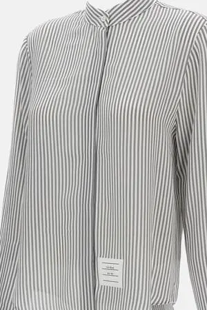 Thom Browne Striped Silk Detachable Collar Shirt - Multicolor