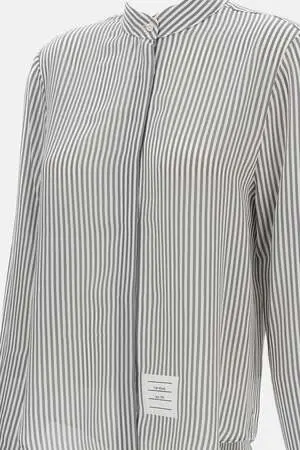 Thom Browne Striped Silk Detachable Collar Shirt - Multicolor