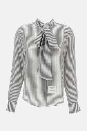 Thom Browne THOM BROWNE Striped Silk Detachable Collar Shirt Multicolor