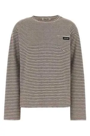 Miu Miu Embroidered Cotton Blend Oversize T-shirt