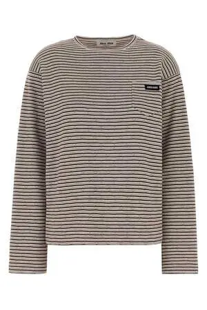 Miu Miu Embroidered Cotton Blend Oversize T-shirt - Multicolor