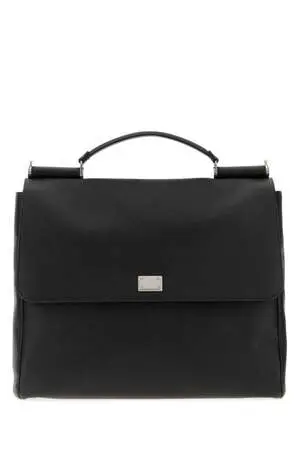 Dolce & Gabbana Leather Sicily Briefcase - Black