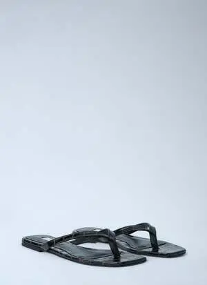 TOTEME Croco-embossed Leather Flip Flops - Brown