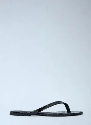 TOTEME Croco-embossed Leather Flip Flops - Brown