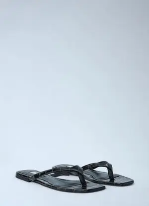 TOTEME Croco-embossed Leather Flip Flops - Brown