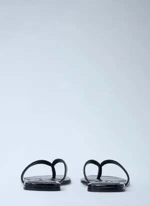 TOTEME Croco-embossed Leather Flip Flops - Brown