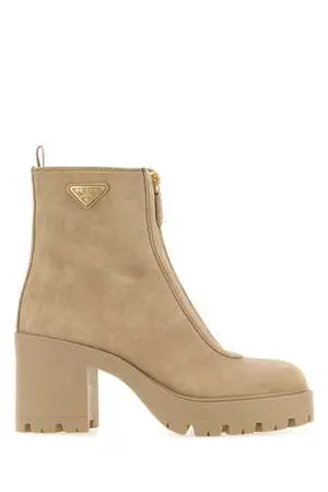 Prada Beige Suede Ankle Boots - Brown