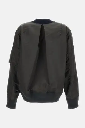 Sacai Nylon Twill And Cotton Knit Cardigan