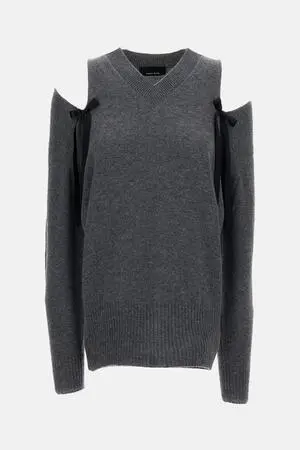 Simone Rocha Cashmere Slash V-neck Jumper With Bow - Multicolor