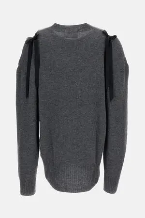 Simone Rocha Cashmere Slash V-neck Jumper With Bow - Multicolor