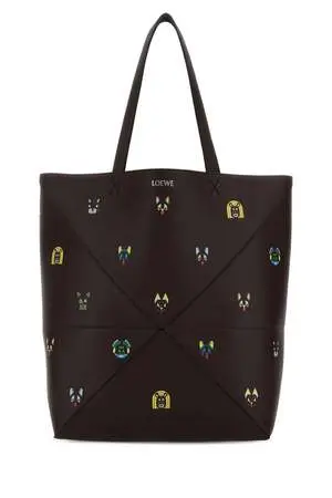 Loewe Chocolate Leather Puzzle Fold Large Shopping Bag - Brown