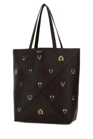 Loewe Chocolate Leather Puzzle Fold Large Shopping Bag