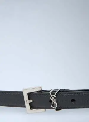 Saint Laurent Cassandre Thin Belt - Black