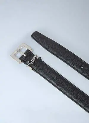 Saint Laurent Cassandre Thin Belt - Black