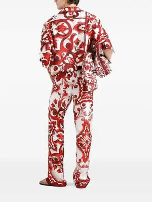 Dolce & Gabbana Majolica Print Twill Vanity Trousers - Red