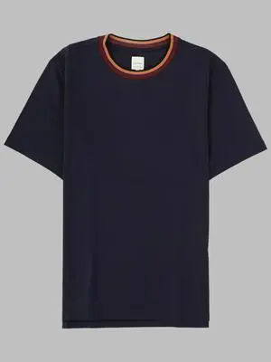 Paul Smith T-shirt Con Collo Stripes Logo - Blue