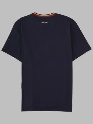 Paul Smith T-shirt Con Collo Stripes Logo - Blue
