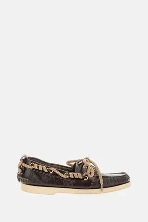 GOLDEN GOOSE Wrinkled Leather Boat Moccasin - Multicolor