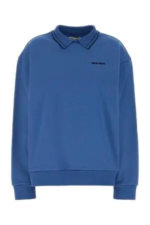 Miu Miu Cerulean Cotton Oversize Polo Shirt - Blue
