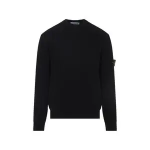 Stone Island Ribbed Knit Crew Neck Pullover - Black